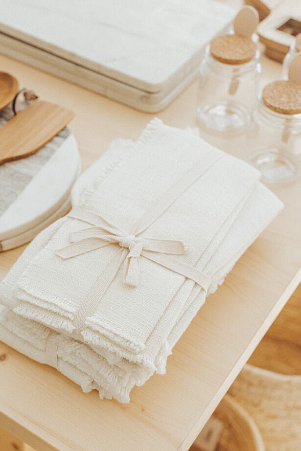 Square Cream Linen Blend Napkin Set | Grace + Gather